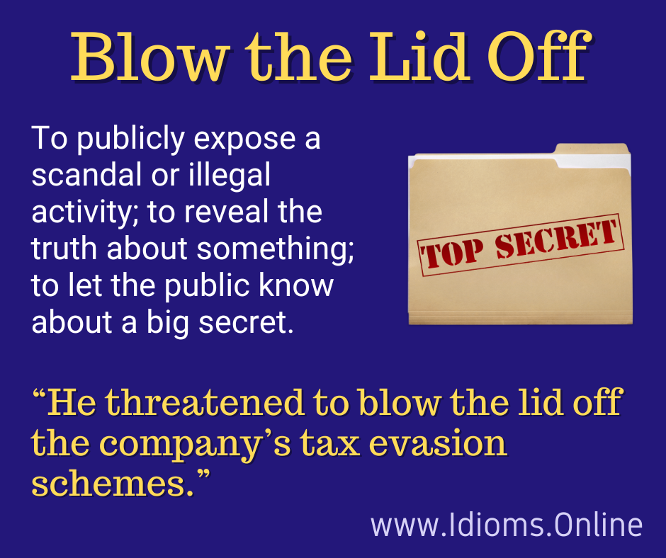 Blow The Lid Off something Idioms Online